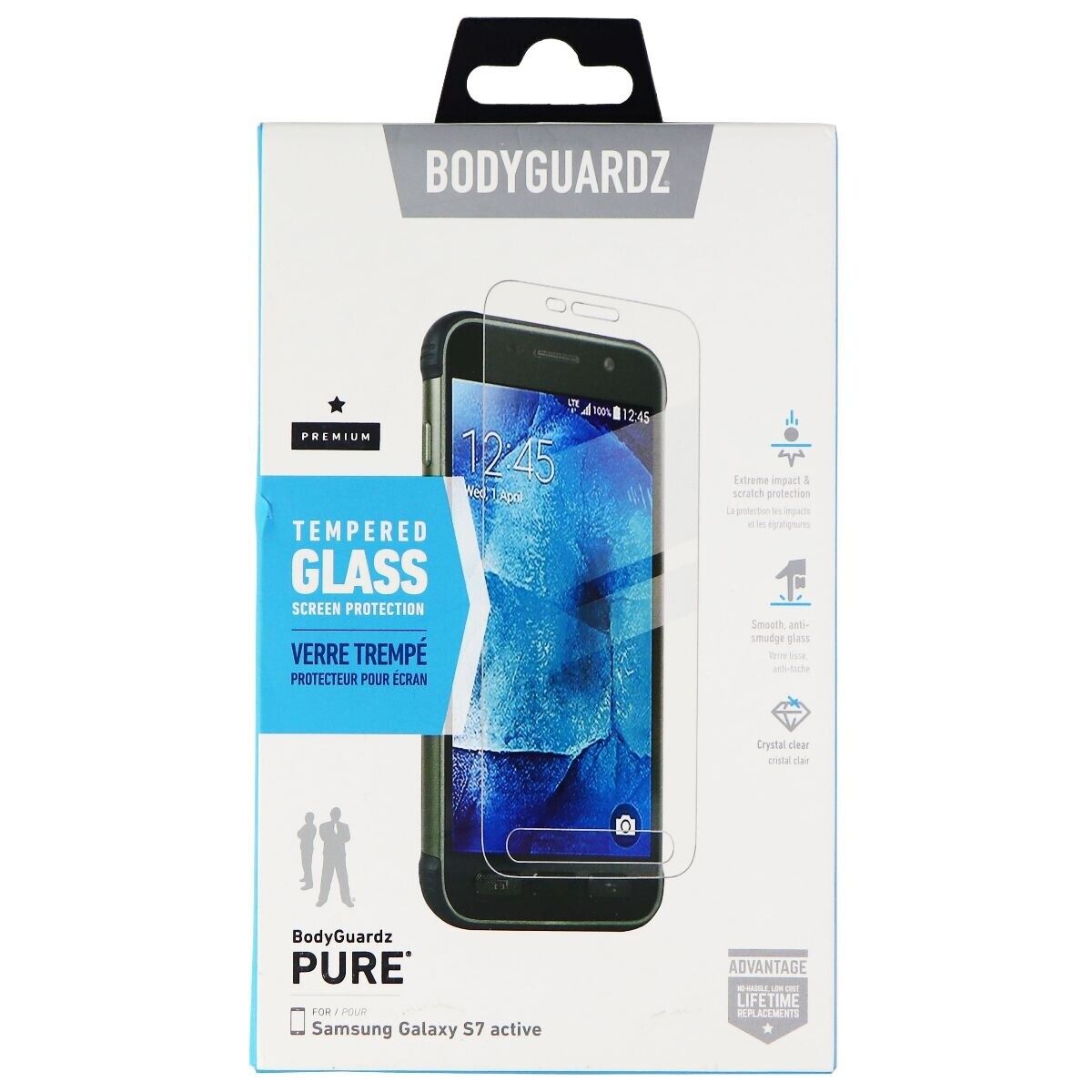 BodyGuardz Pure Series Tempered Glass for Samsung Galaxy Phone S7 Acti ...